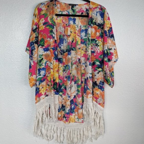 Mm Mm Mm | Tops | Mulitcolor Floral Midlength Duster | Poshmark